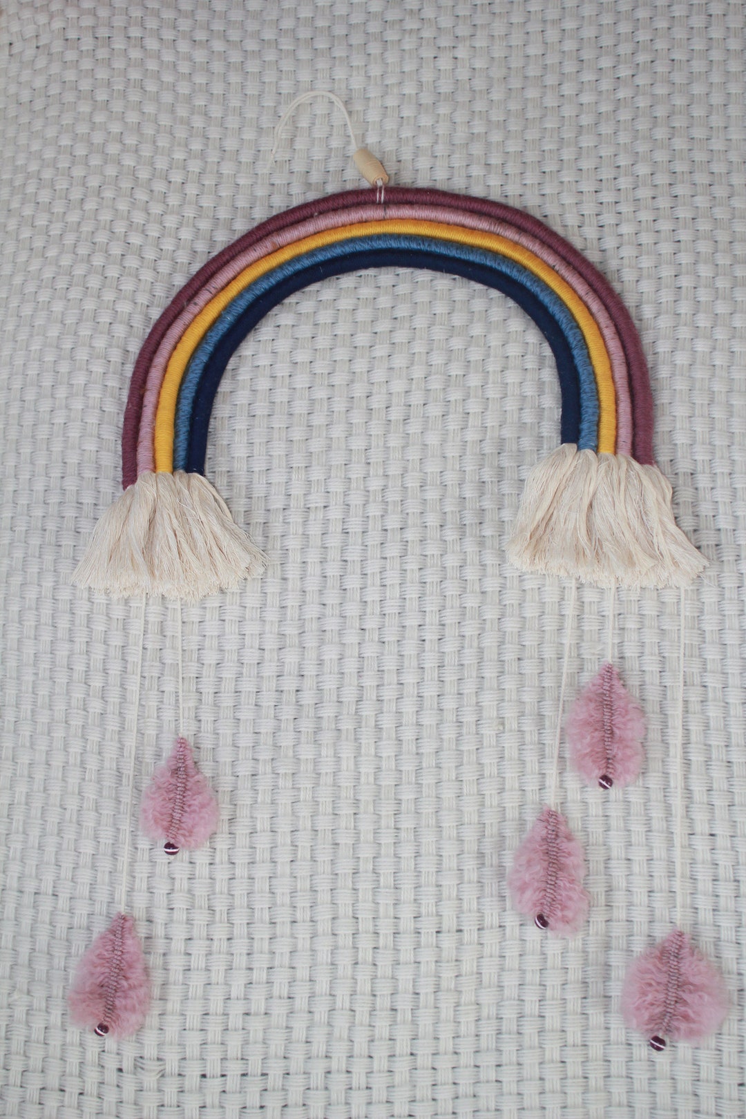 Rainbow Wall Hanging With Raindrops - Multiple Colour Options Available ...