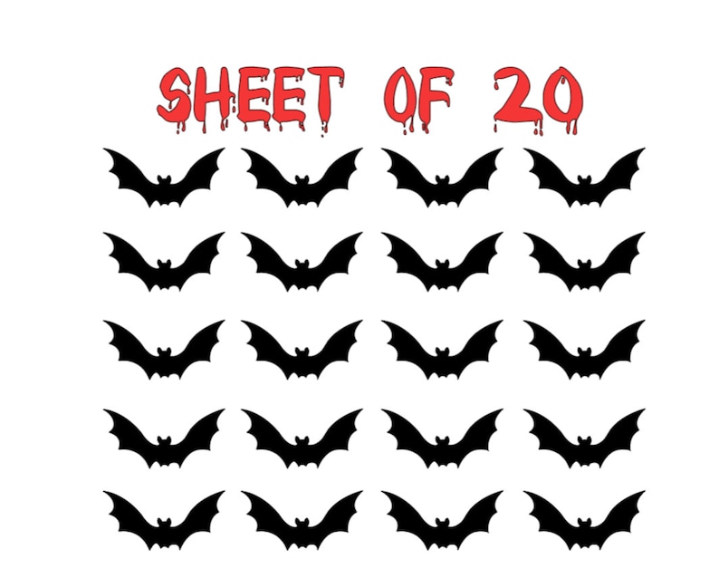 Mini Black Bats Sticker Strip Bat Stickers Vinyl Sticker - Etsy