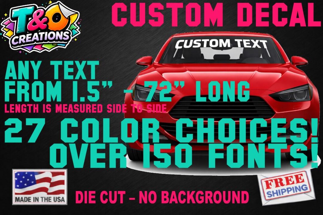 Custom Text Vinyl Lettering Decal -ANY TEXT- Several Size Options 1.5 ...