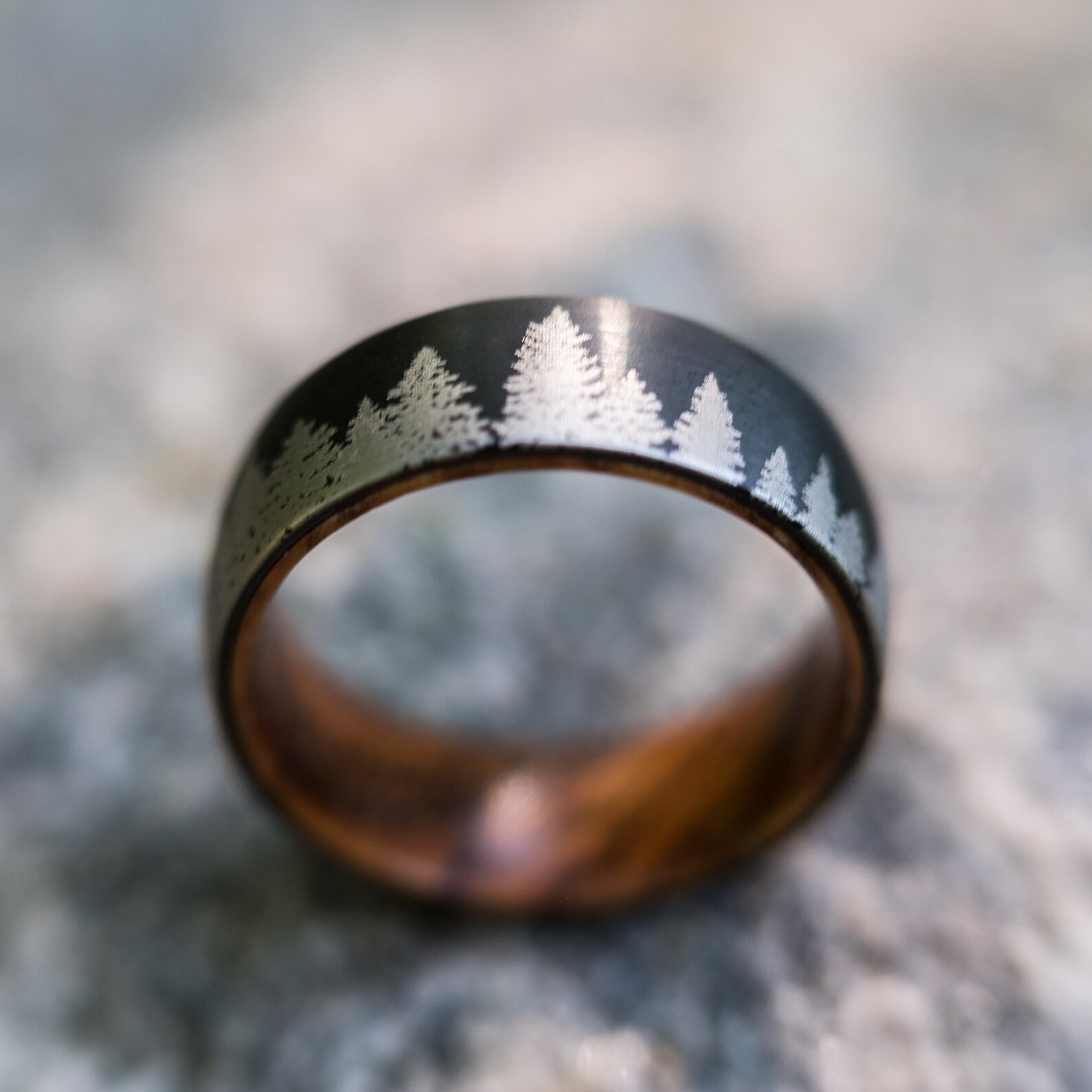Men's Wedding Band Tungsten Forest Ring Nature - Etsy