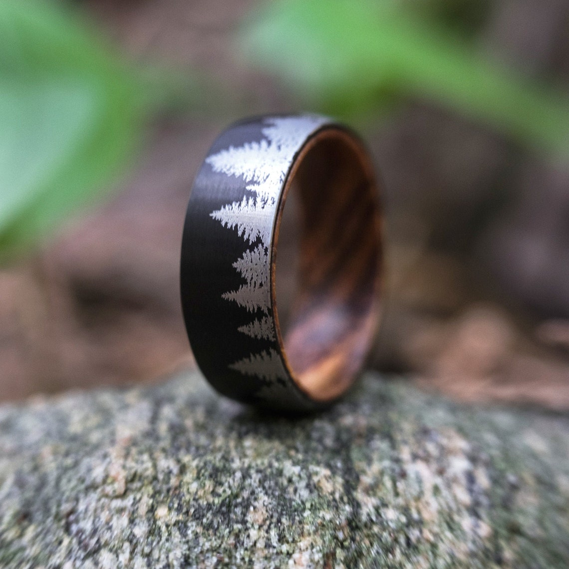 Men's Wedding Band Tungsten Forest Ring Nature - Etsy