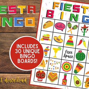 Fiesta Bingo Fiesta Printable Bingo Instant Download 30 - Etsy