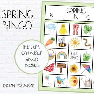 Spring Bingo Springtime Bingo Printable Spring Bingo - Etsy