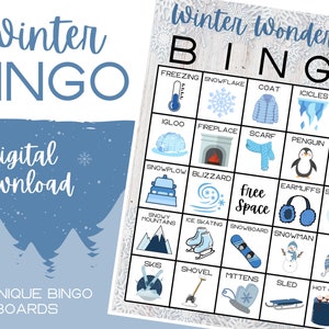 Winter Bingo Winter Wonderland Bingo Winter Printables - Etsy