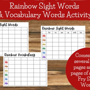 Rainbow Sight Words and Vocabulary Words Activity/game Fry - Etsy