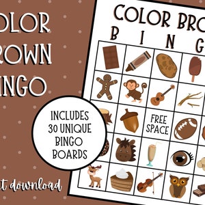 Brown Bingo Color Brown Bingo Colors Bingo Learning Colors Game Back to ...