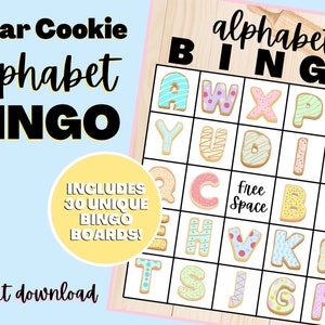 Alphabet Bingo Abcs Bingo Sugar Cookie Bingo Sugar Cookie Alphabet ...