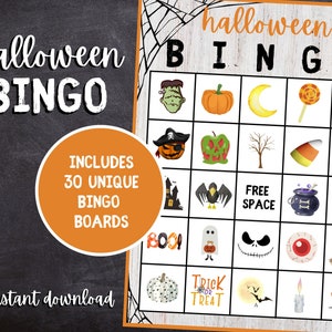 Halloween Bingo Download and Print Halloween Games Digital Download ...