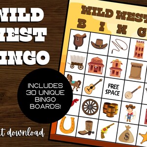 Wild West Bingo Wild West Party Game Wild West Birthday Instant ...