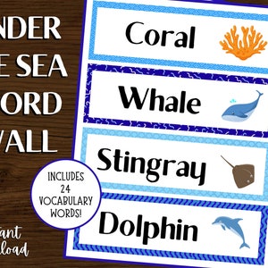 Under the Sea Word Wall Underwater Word Wall Under the Sea - Etsy