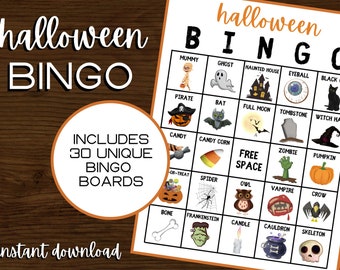 Halloween Bingo 30 Unique Boards Halloween Games Digital | Etsy