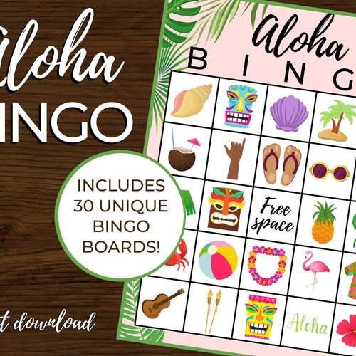 Aloha Bingo Luau Bingo Luau Party Games Luau Birthday - Etsy