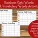 Rainbow Sight Words and Vocabulary Words Activity/game Fry - Etsy
