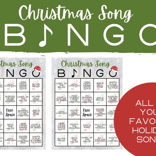 Christmas Song Bingo Christmas Bingo Cards Classing - Etsy