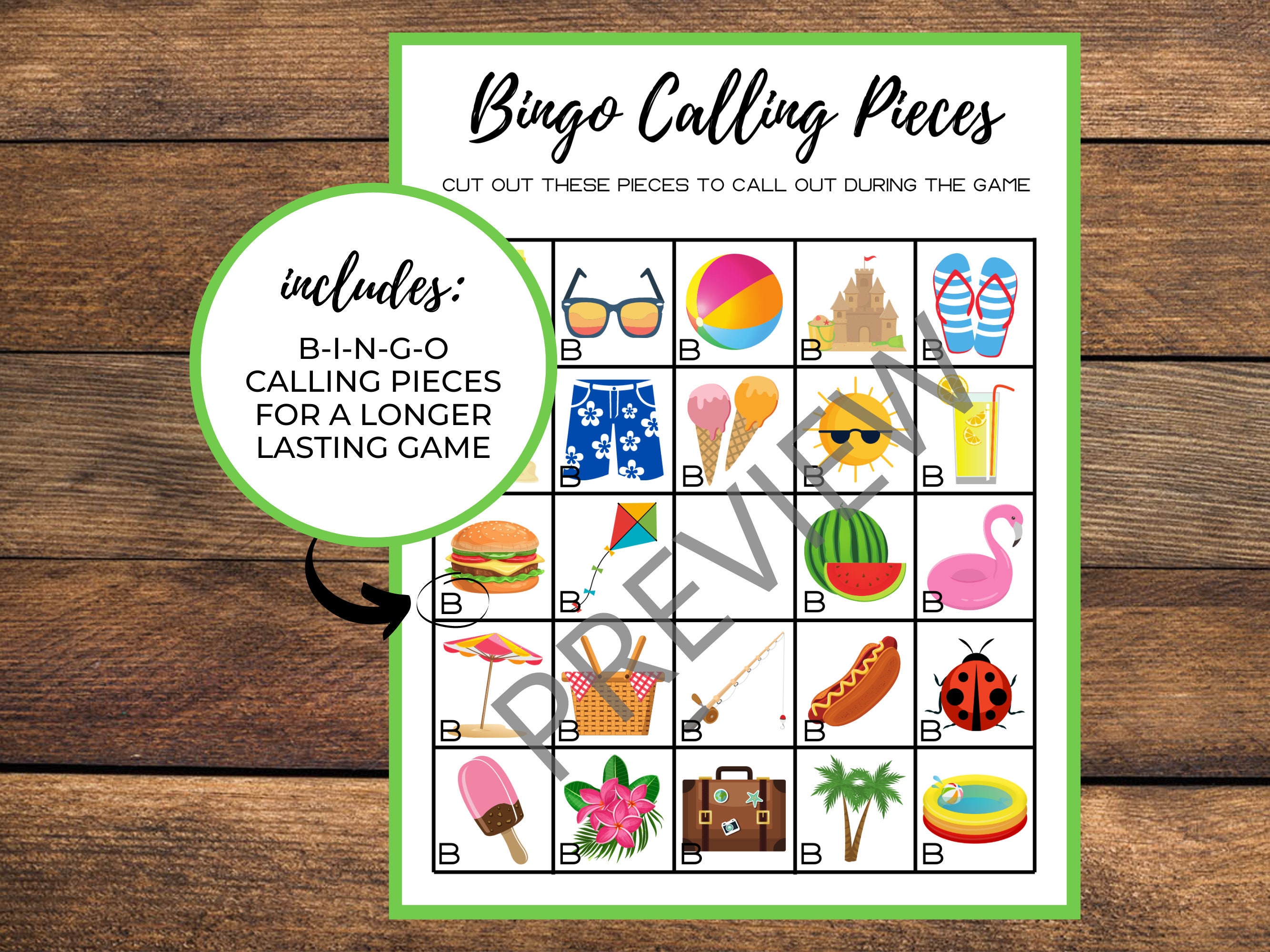 Summer Beach Bingo Game | 30 Unique Boards (instant Download) - Etsy