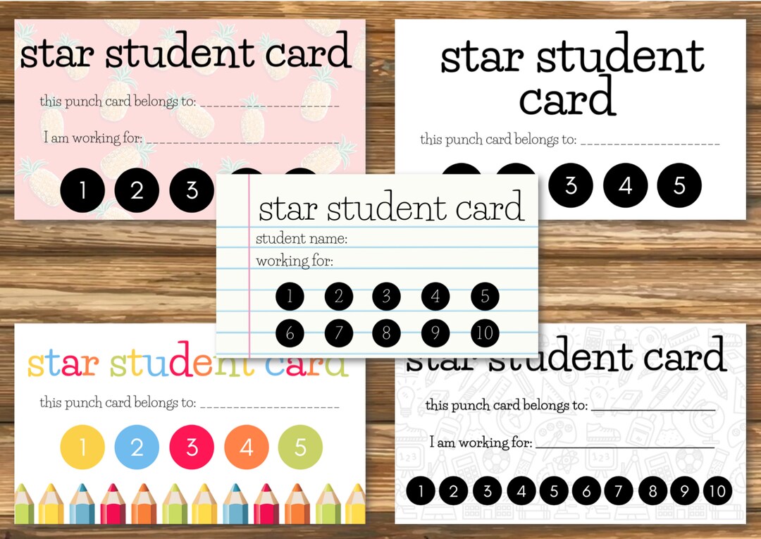 Star Student Punch Card Student Punch Cards Digital - Etsy