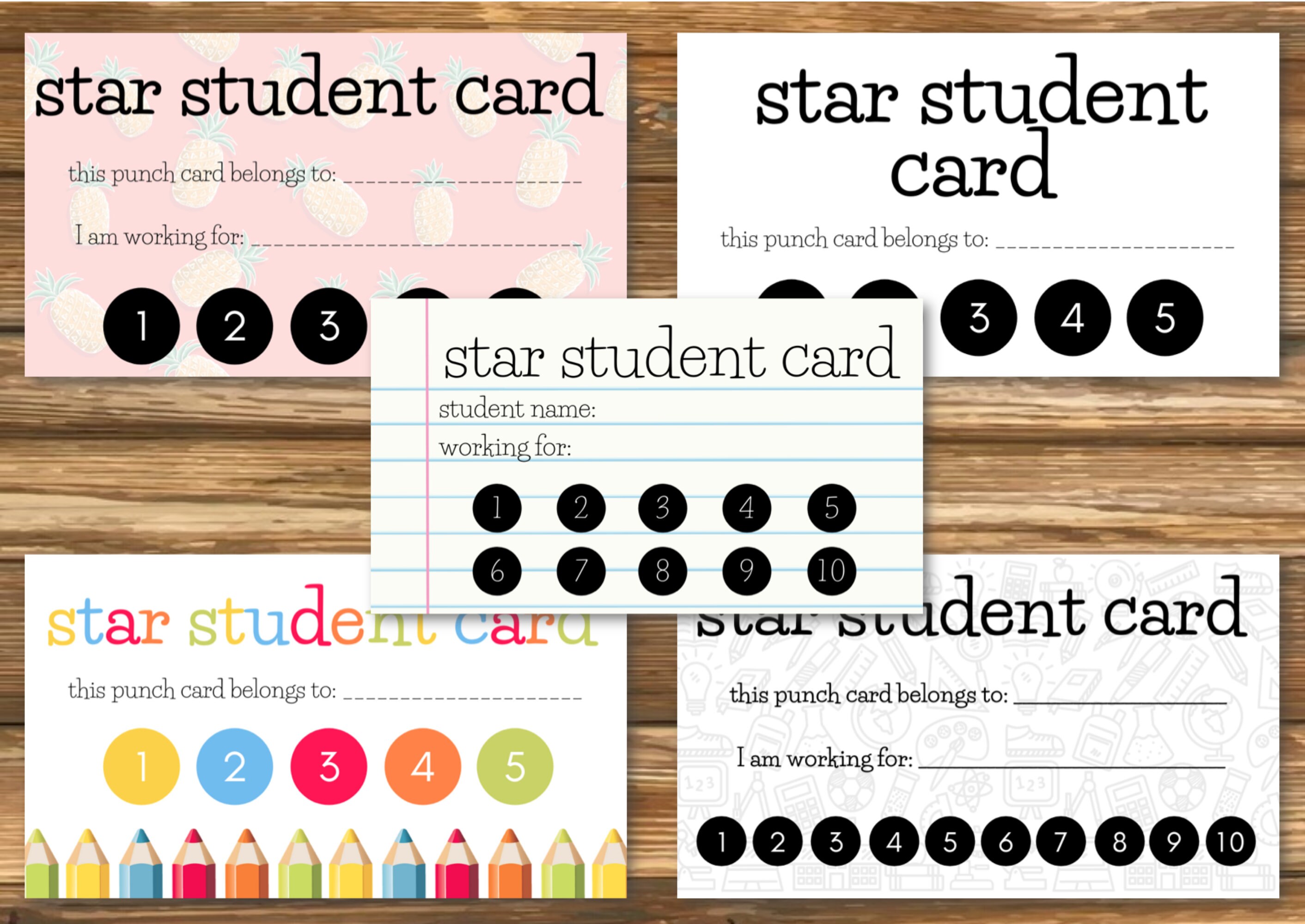 Star Student Punch Card Student Punch Cards Digital - Etsy
