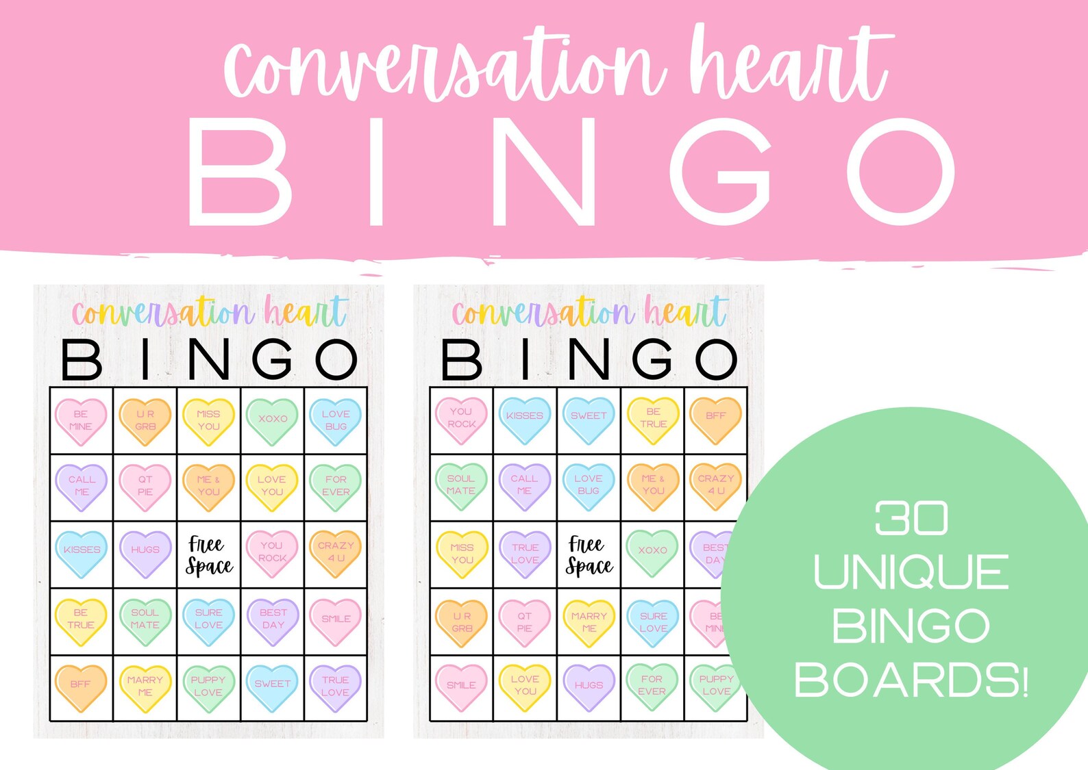Conversation Heart Bingo Valentine's Bingo | Etsy