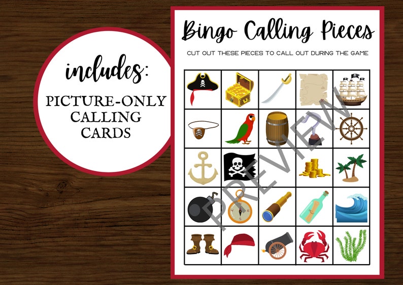 Pirate Bingo Pirate Birthday Party Instant Download Set - Etsy