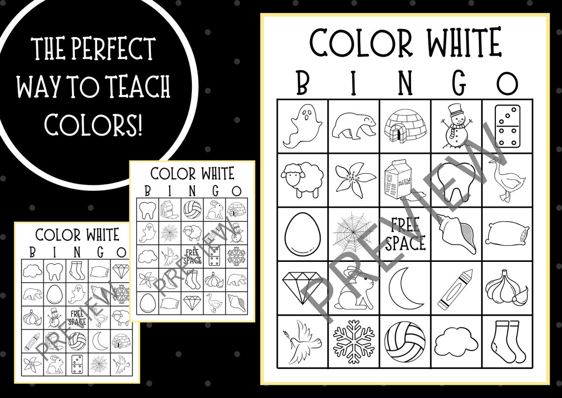 Black Bingo Color Black Bingo Colors Bingo Learning | Etsy