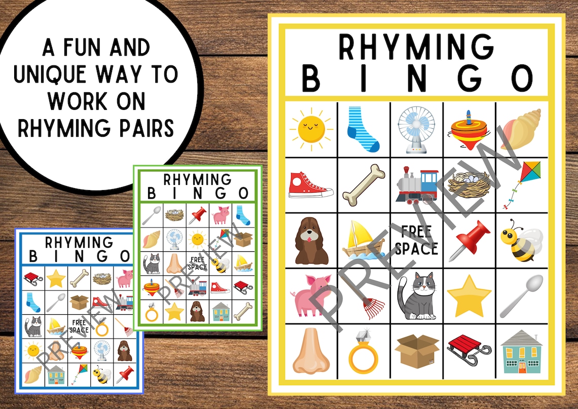 Rhyming Bingo Rhymes Bingo Rhyme Bingo Rhyming | Etsy