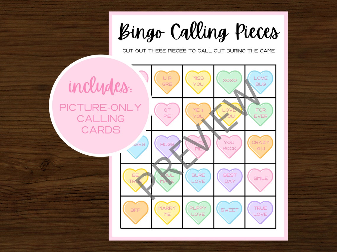 Valentine's Conversation Heart Bingo Game | 90 Unique Boards (digital ...
