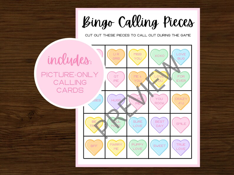 Valentine's Conversation Heart Bingo Game | 90 Unique Boards (digital ...