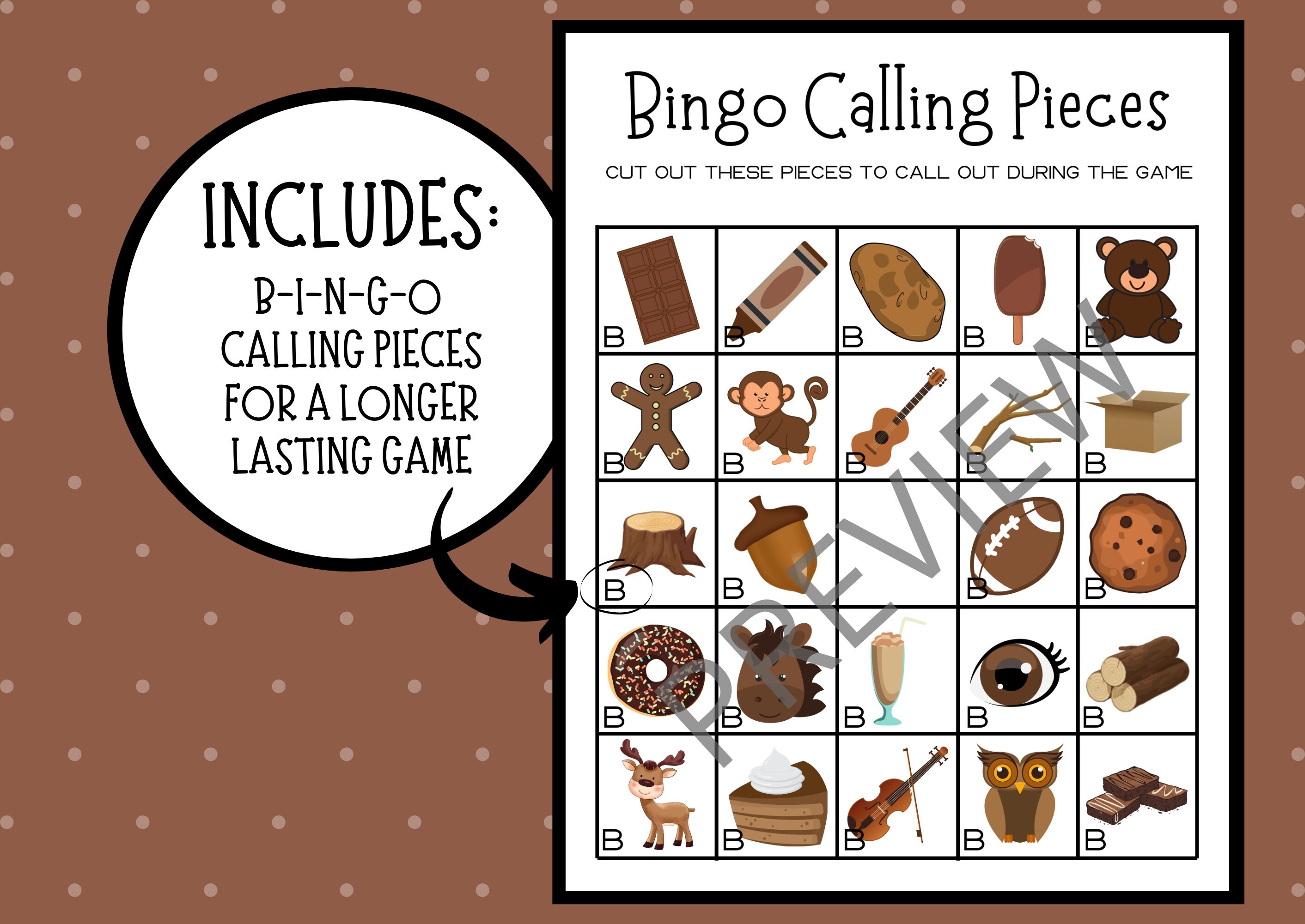 Brown Bingo Color Brown Bingo Colors Bingo Learning | Etsy