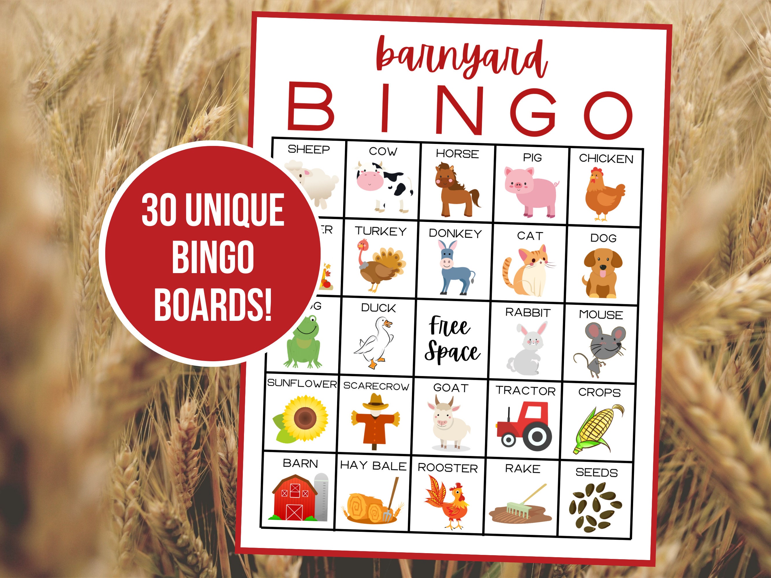 Barnyard Bingo | Farm Bingo | Farm Animals Bingo | Digital Download - Etsy