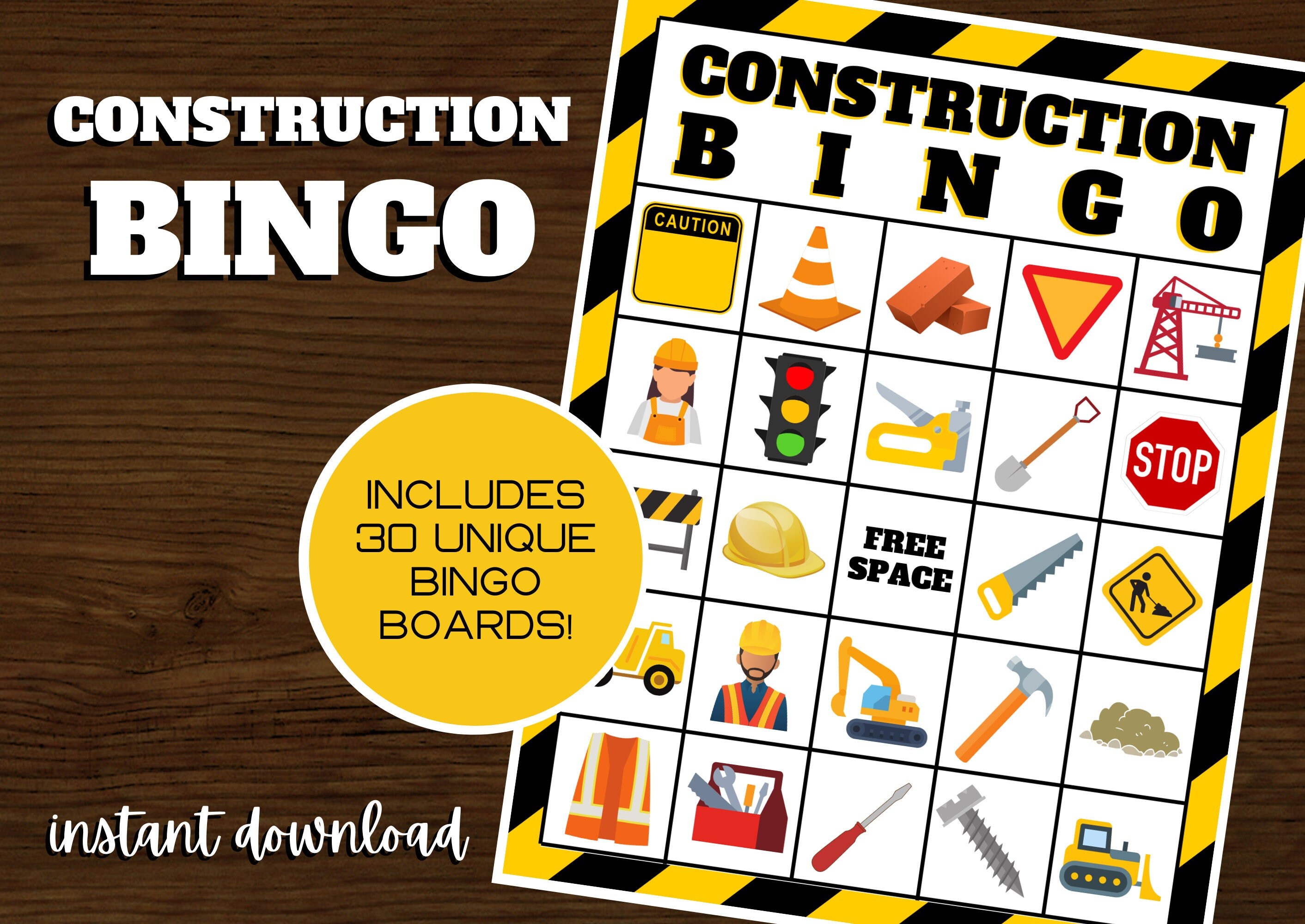 Construction Bingo Community Helper Bingo Under | Etsy
