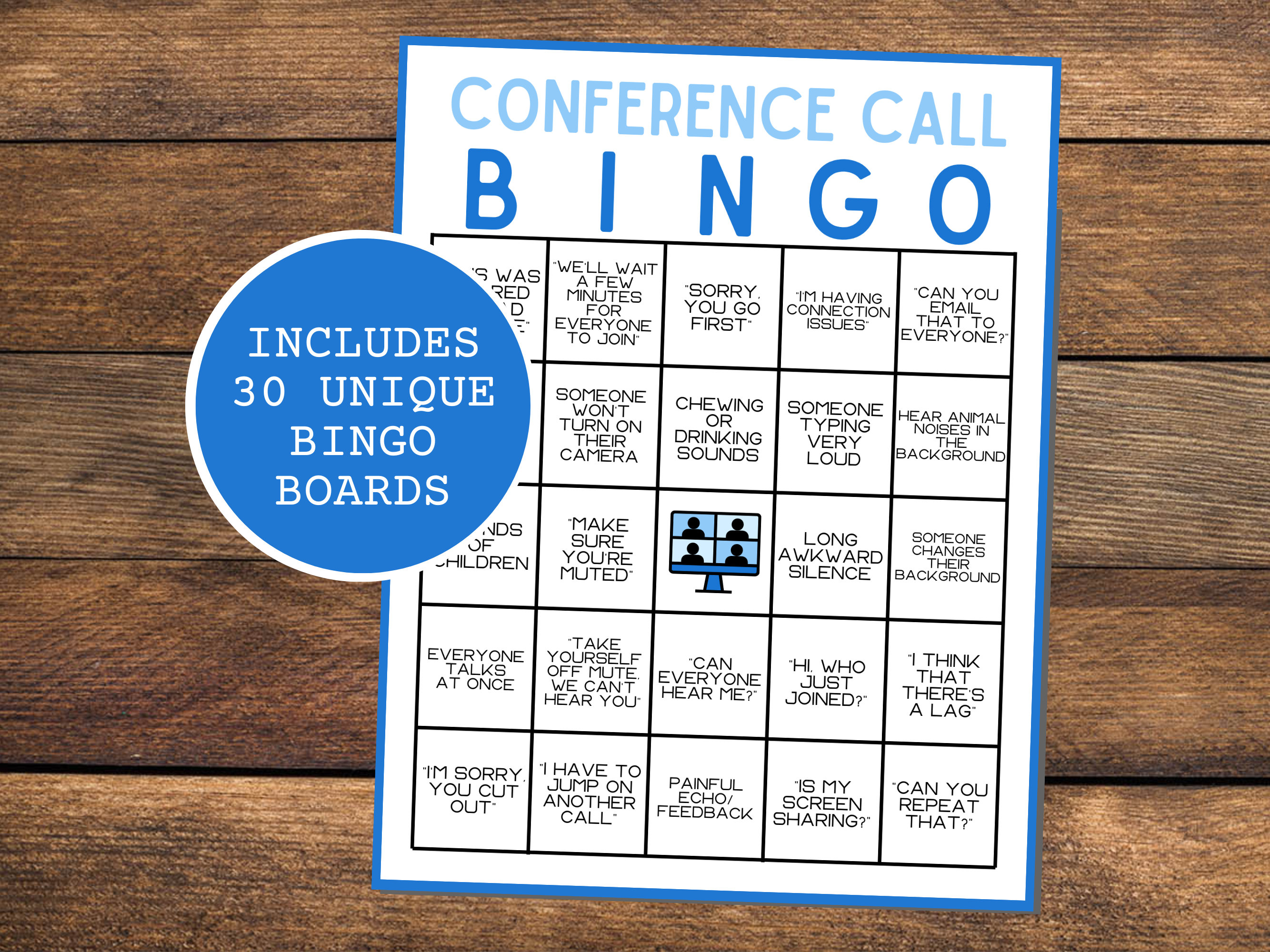 Conference Call Bingo | Zoom Bingo | Printable Conference Call Bingo ...