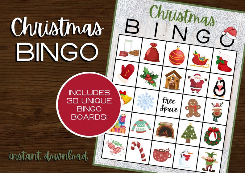 Christmas Bingo Christmas Game Holiday Bingo Winter - Etsy