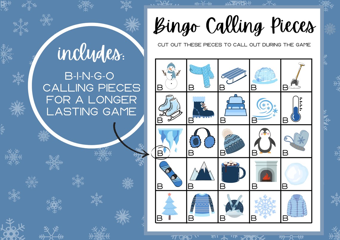 Winter Bingo Winter Wonderland Bingo Winter Printables - Etsy