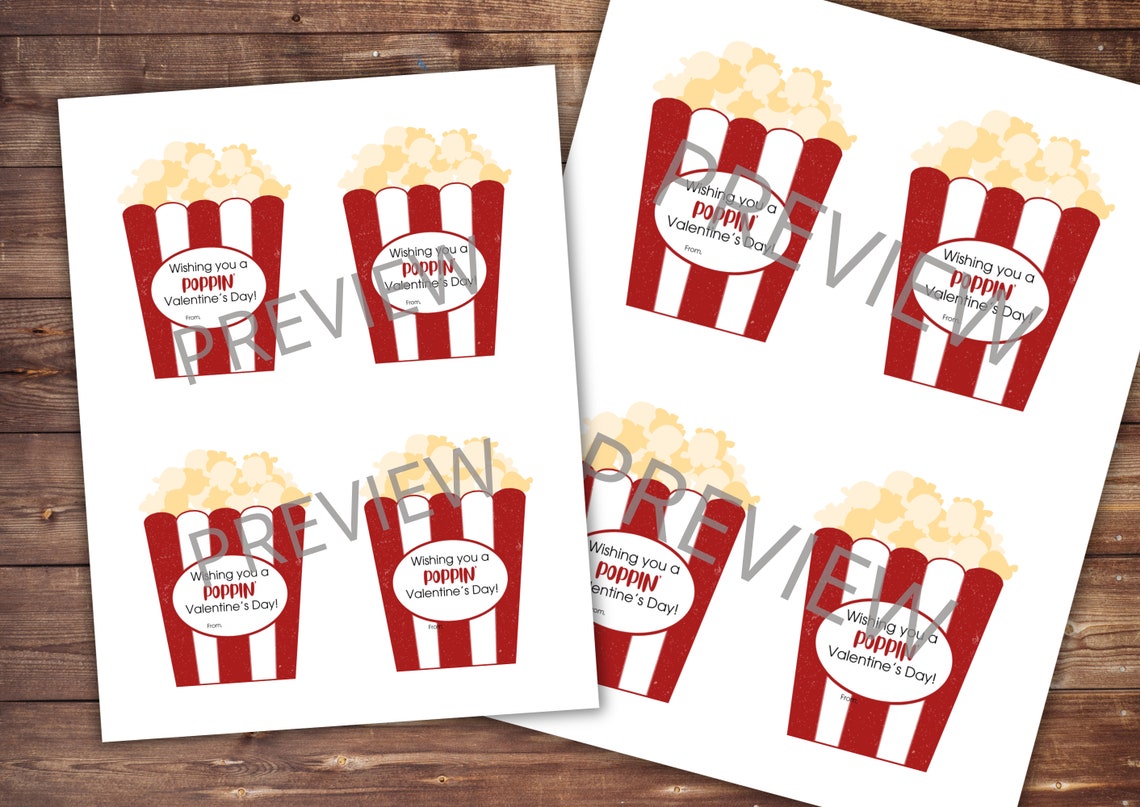 Valentine's Popcorn Printable | Valentine's Popcorn | Valentine's Treat ...