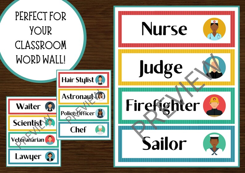 Community Helpers Word Wall Jobs Word Wall Community - Etsy