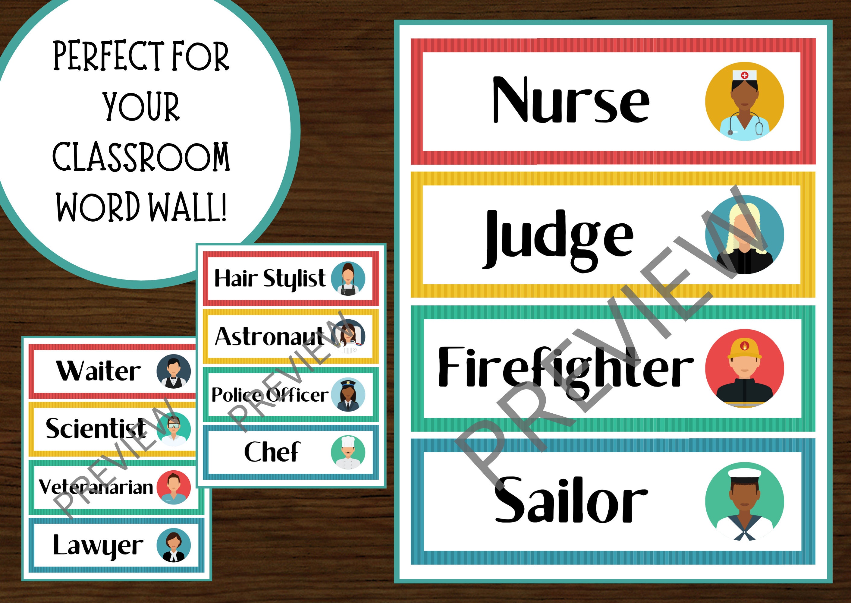 Community Helpers Word Wall Jobs Word Wall Community - Etsy