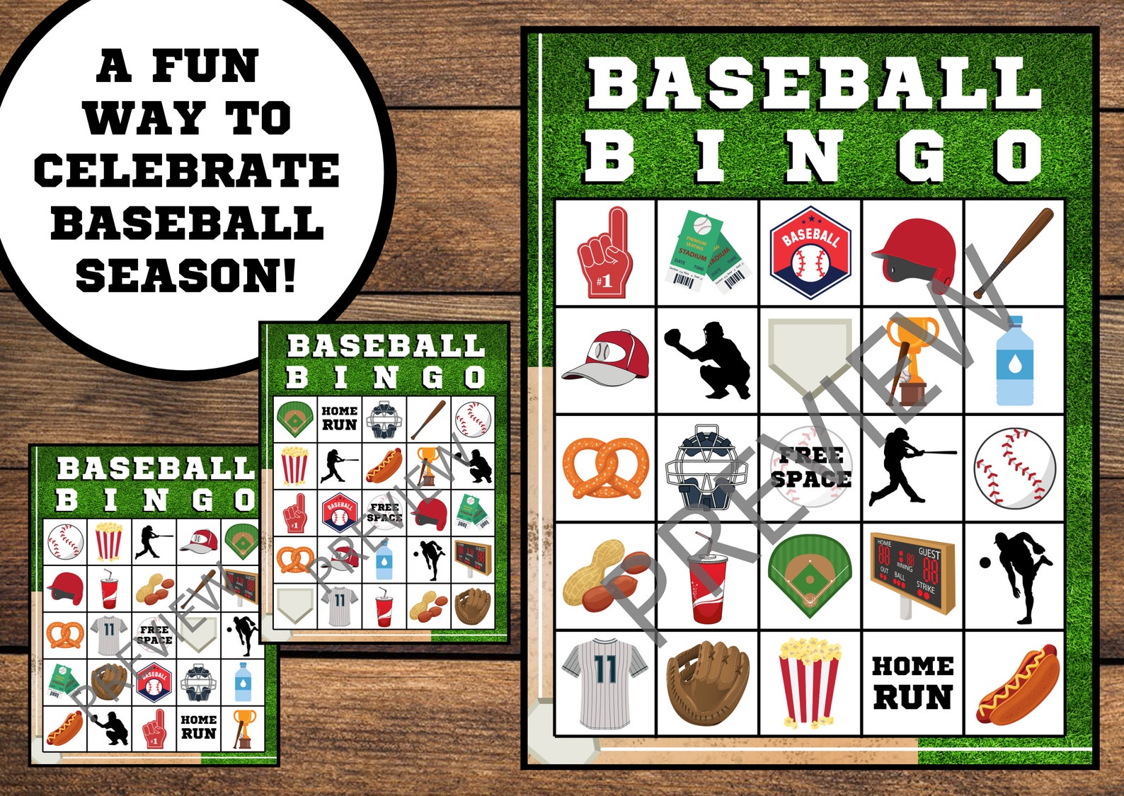 Baseball Bingo Baseball Birthday Baseball Party Instant | Etsy