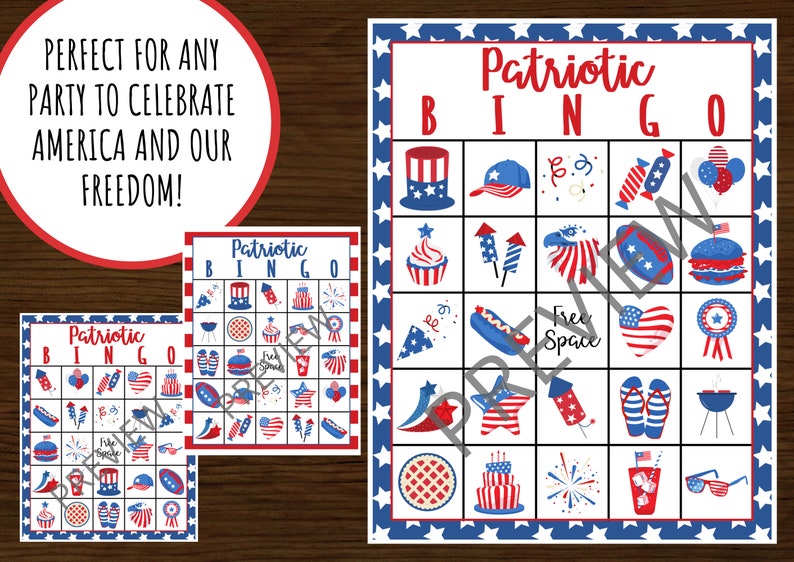 Patriotic Bingo 4th of July Bingo Independence Day Bingo - Etsy