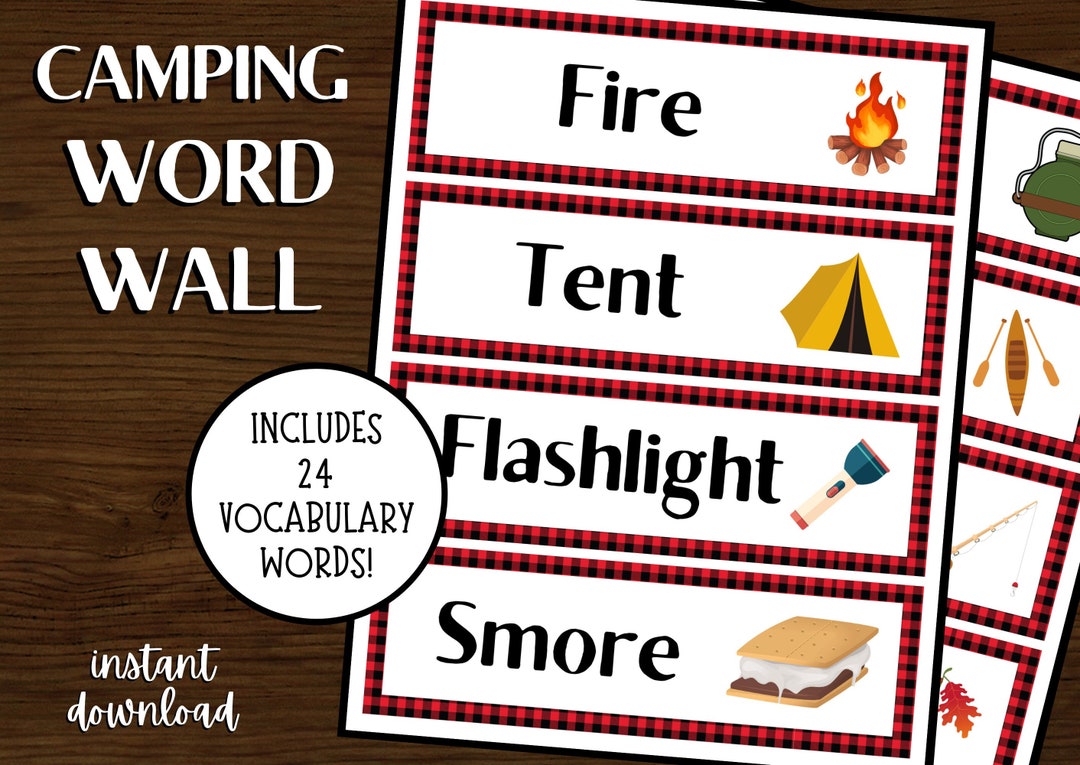 Camping Word Wall Forest Word Wall Woods Word Wall Camping Vocabulary ...