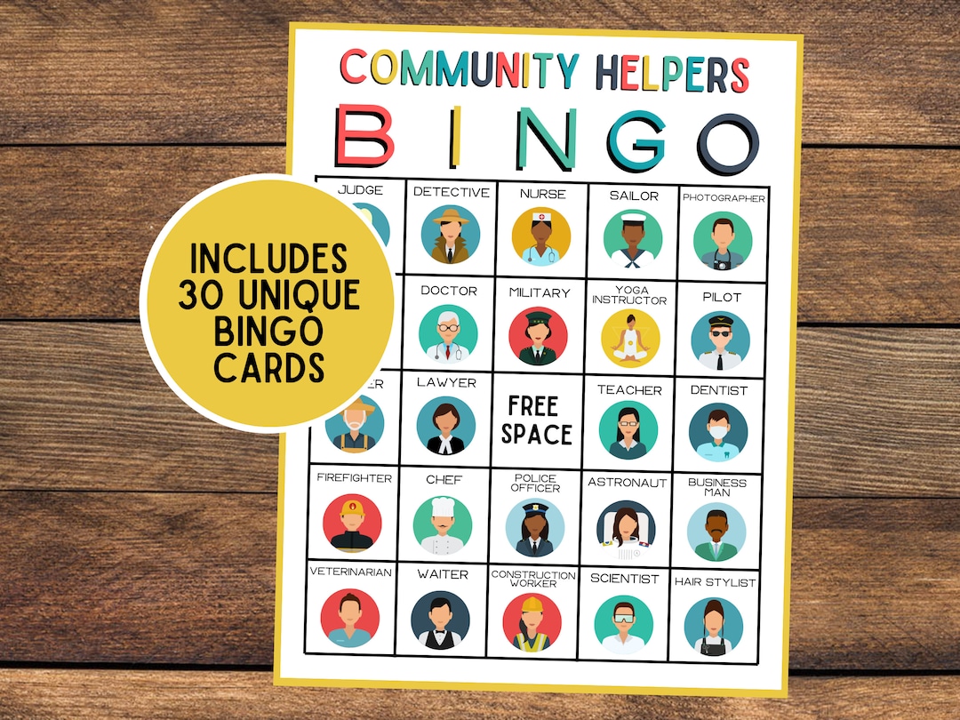 Community Helpers Bingo | Community Helpers Game | Instant Download ...