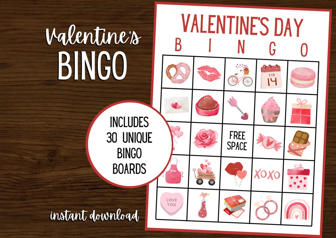 Valentine's Day Bingo Valentines Bingo Love Bingo - Etsy