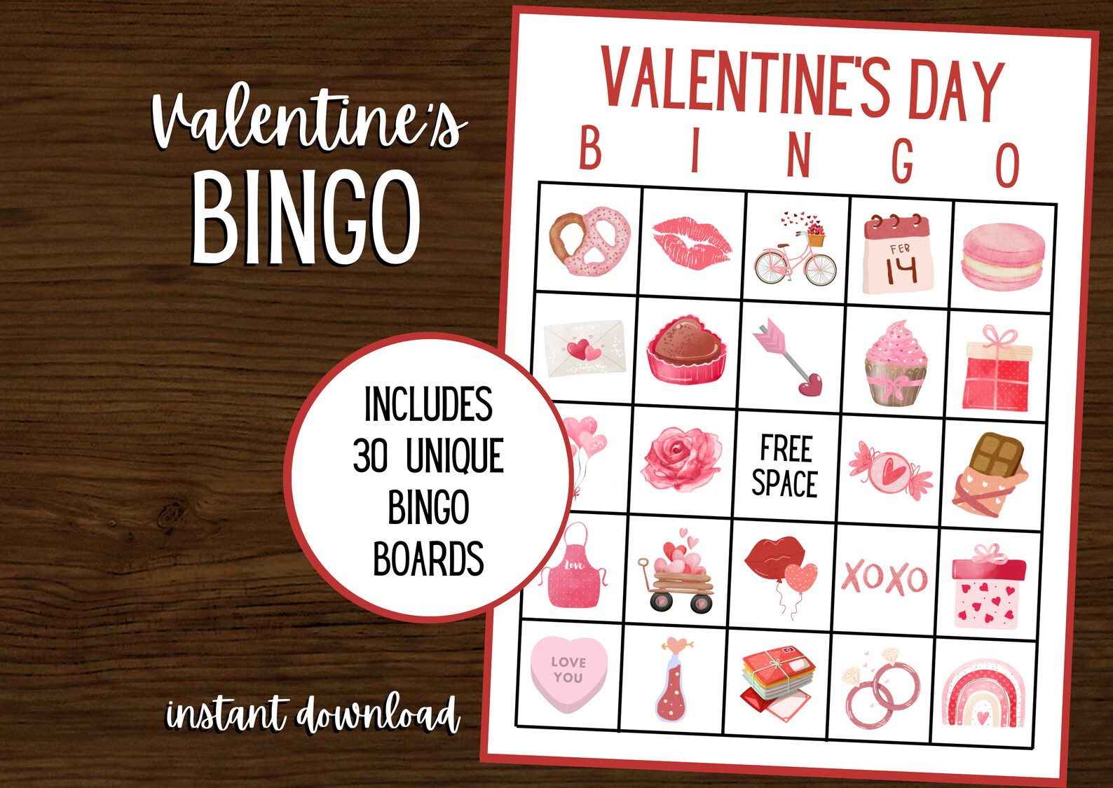 Valentine's Day Bingo Valentines Bingo Love Bingo - Etsy
