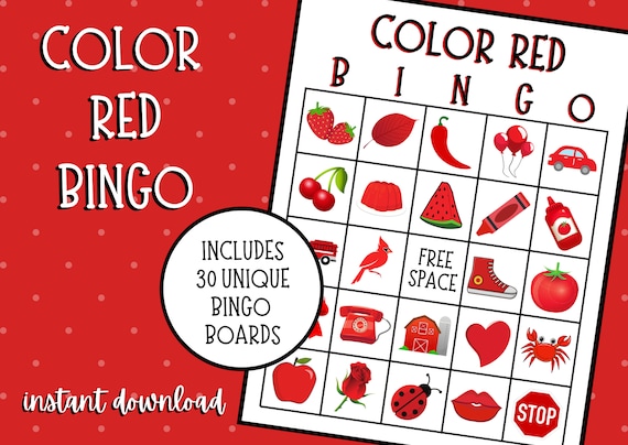Red Bingo Color Red Bingo Colors Bingo Learning Colors | Etsy