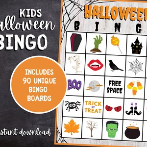 Kids Halloween Bingo 90 Unique Boards Halloween Games Digital Download ...