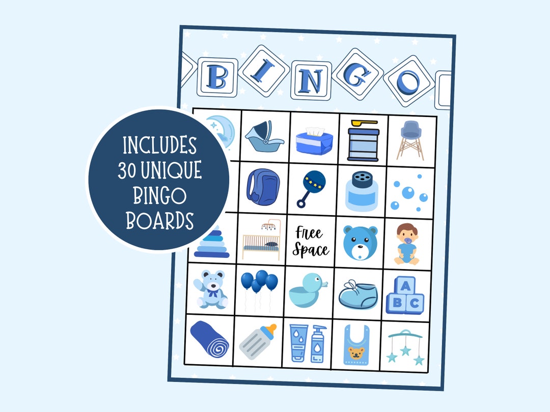 Baby Boy Bingo | Baby Bingo | Baby Shower Bingo | Instant Download ...