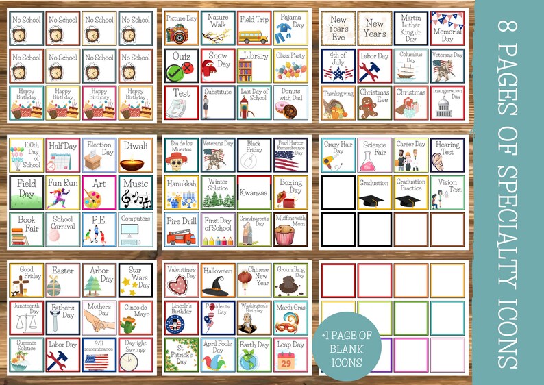 12 Monthly Calendar Icons Daily Calendar Icons Classroom - Etsy