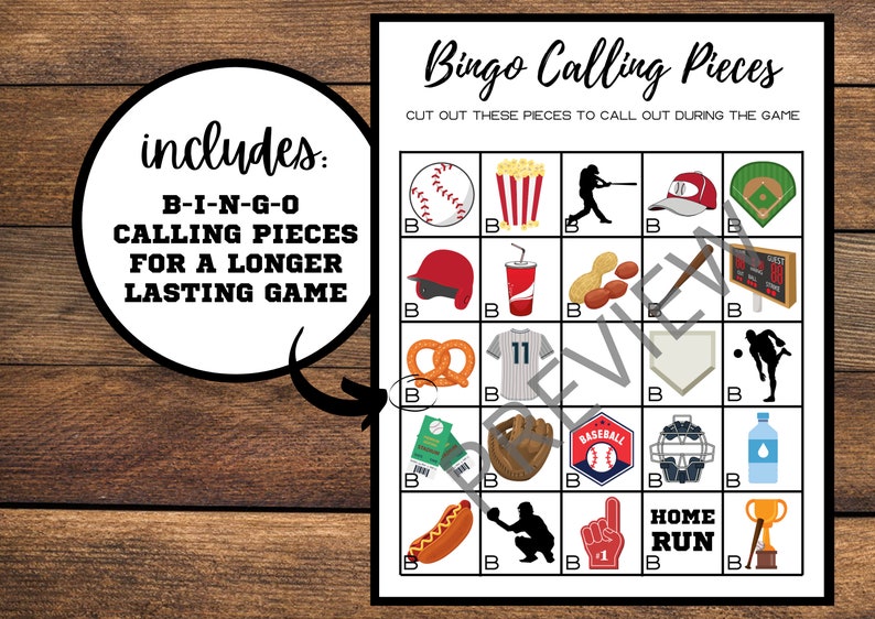 Baseball Bingo Baseball Birthday Baseball Party Instant | Etsy