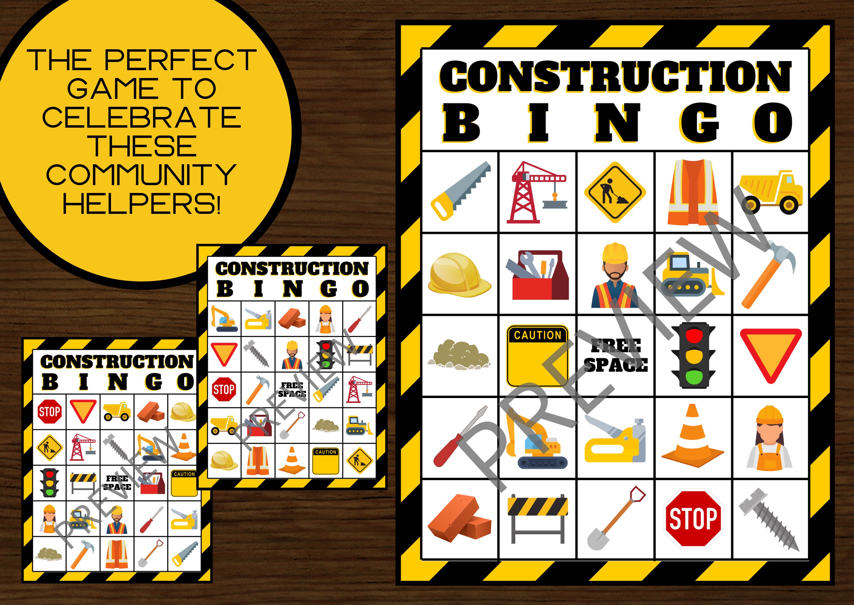 Construction Bingo Community Helper Bingo Under | Etsy