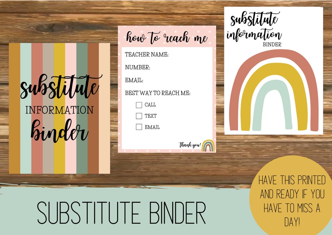 Substitute Binder | Teacher Substitute | Sub Teacher Binder | Digital ...
