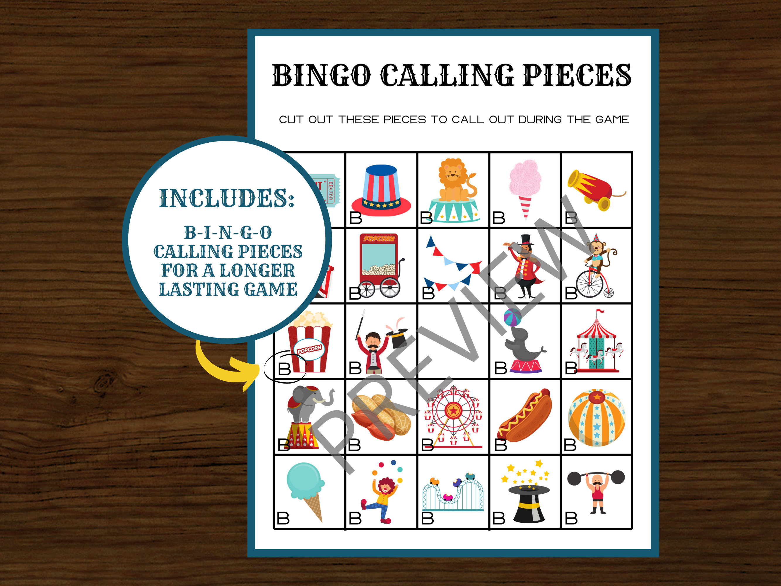 Carnival Bingo Game | 30 Unique Printable Cards (digital Download) - Etsy